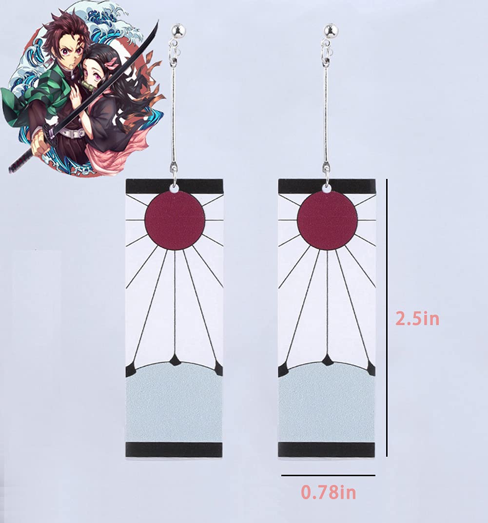 Tanjiro Earrings Hanafuda Tanjiro Cosplay Earrings Anime Jewelry Accessories