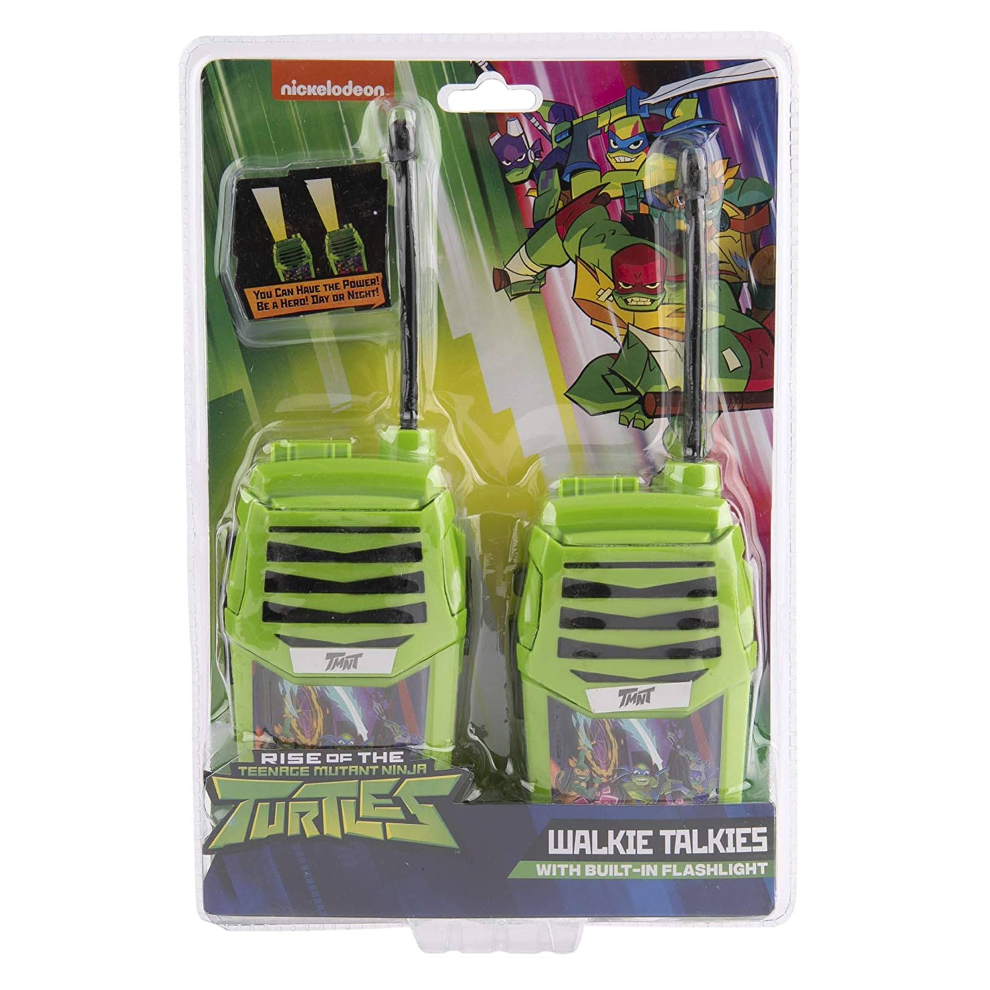 Teenage Mutant Ninja Turtles Molded Walkie Talkies for Kids WT2-01082 | Safe and Flexible Antenna, 1000ft Range, Easy-to-Use Power Switch, Belt Clip, Pack of 2, Stylish Appearance, 2-Pack