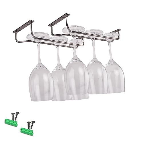 SYZJGCCR 10.6 inch Single Rail Wine Glass Rack, Black, 2Pcs