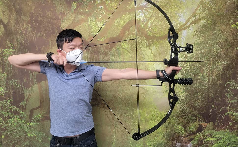 Siege SAS 55 lb 29'' Compound Bow w/ 5-Spot Paper Target, Black w/Package