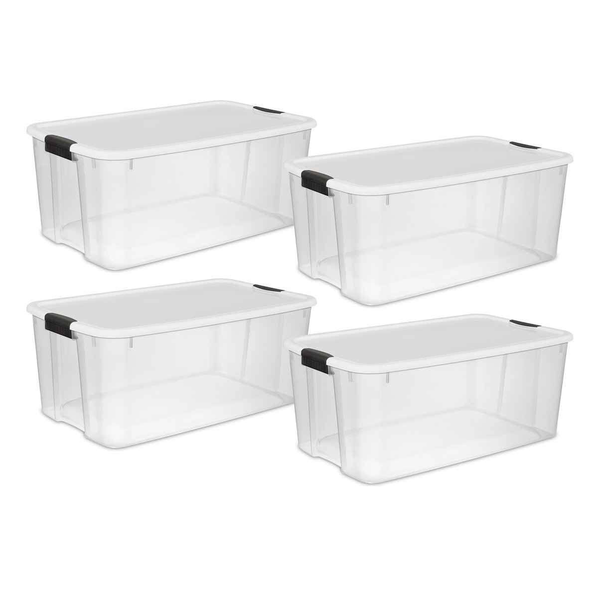 Sterilite 116 Qt and 18 Qt Ultra Latch Boxes, Stackable Storage Bins with Lids (4-Pack and 6-Pack)