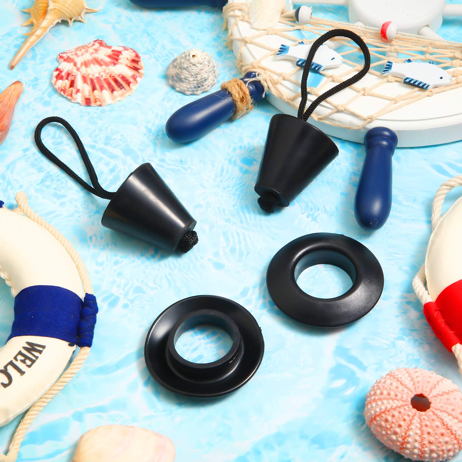 Tallew 8 Pieces Kayaking Accessories Include 4 Pieces Universal Kayak Scupper Plugs Canoe Drain Holes Stopper Bung and 4 Pieces Universal Kayak Paddle Drip Rings