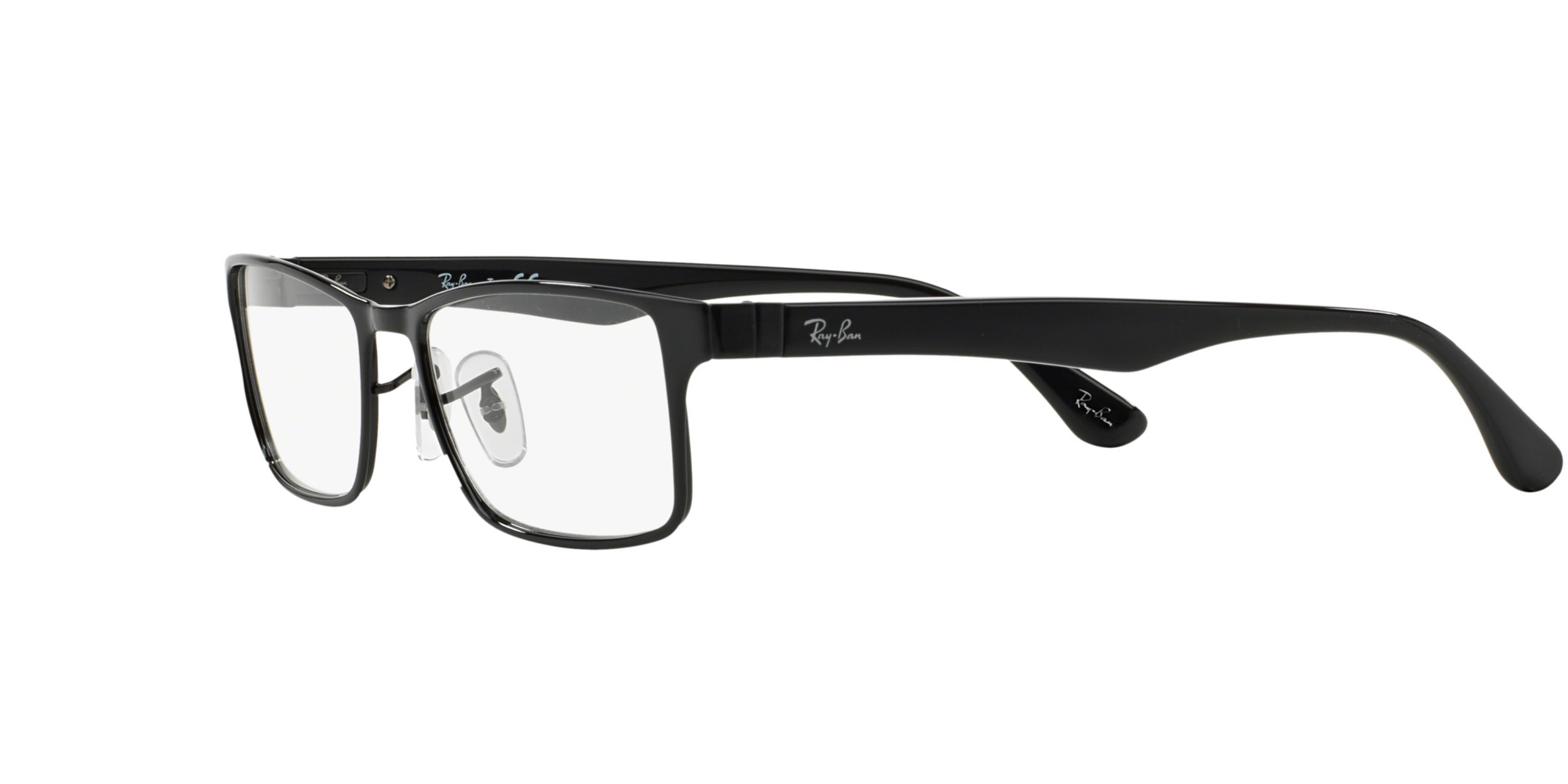 Ray-Ban RX6238 Square Prescription Eyeglass Frames, Black/Demo Lens, 55 mm