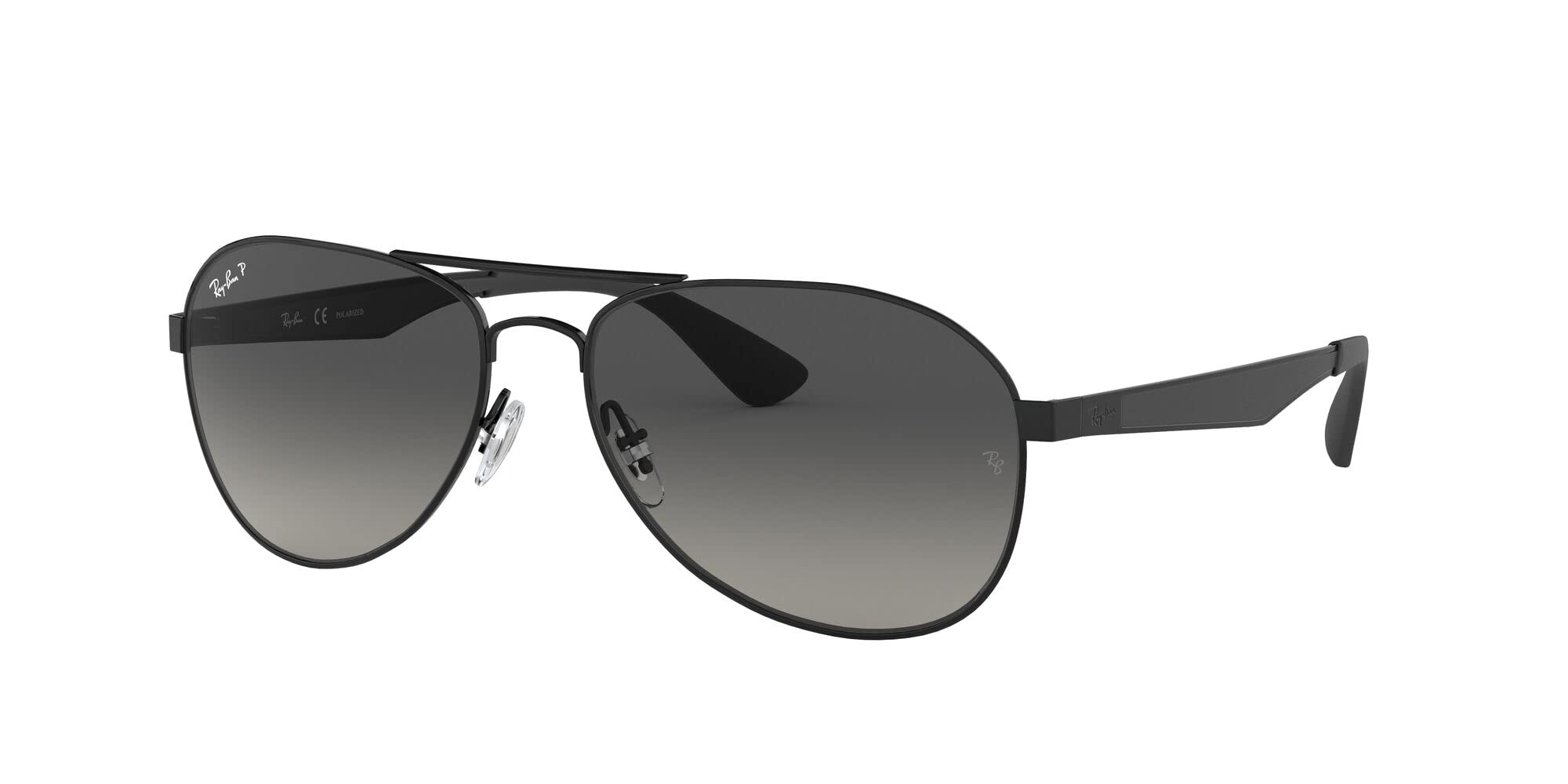 Ray-Ban RB3549 Aviator Sunglasses, Black/Polarized Light Grey Gradient Dark Grey, 61 mm