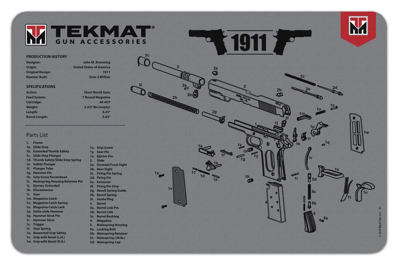 TekMat 1911 Grey - Gun Cleaning Mat Gun Cleaning Mat