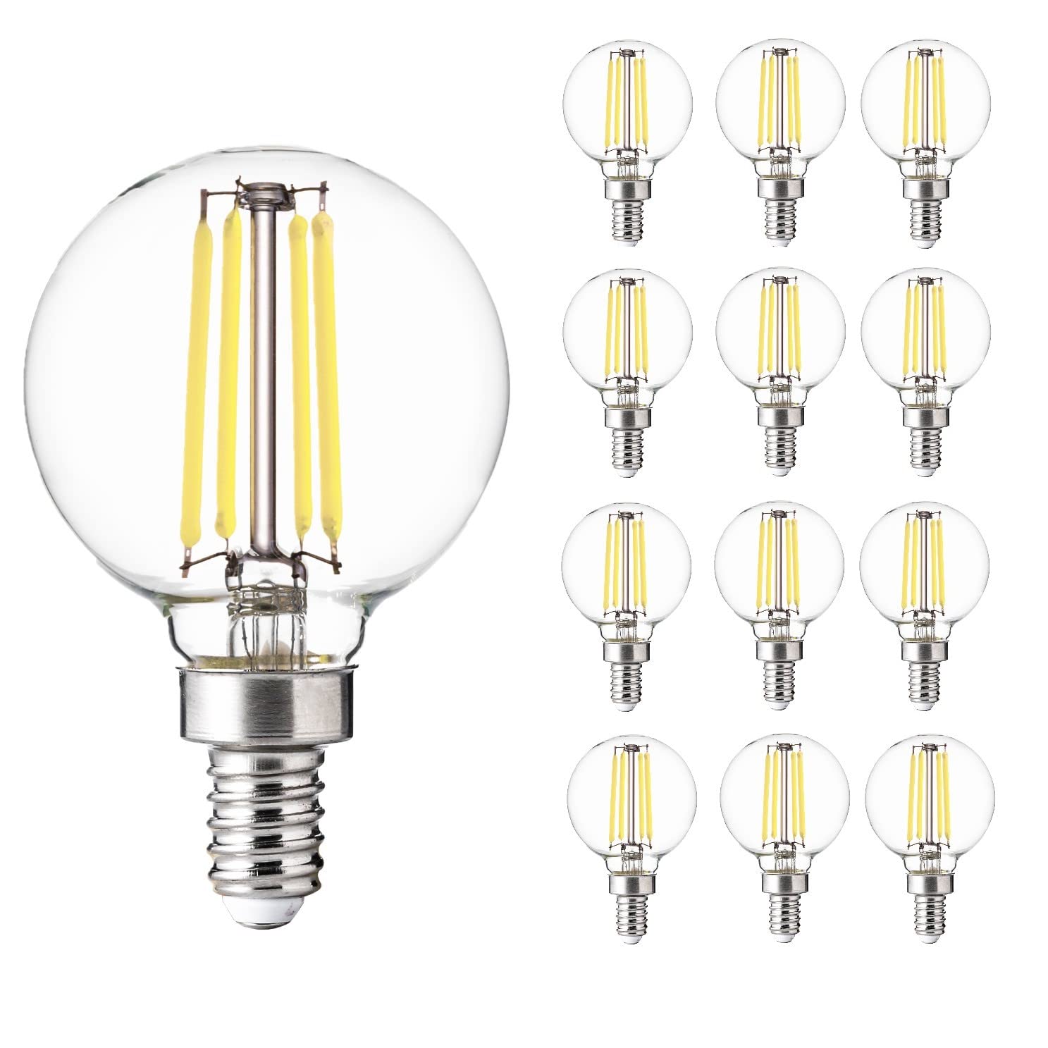 winsaLED Chandelier Light Bulbs, 12 Pack E12 LED Bulb, 40W Equivalent 400lm, Daylight 4000K G16 1/2 Global Light Bulbs, 90+ CRI for Ceiling Fan Light Bulbs