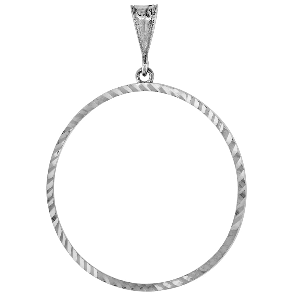 Sterling Silver Mexican Cien Pesos Bezel 39 mm Coins Prong Back Diamond Cut Coin NOT Included