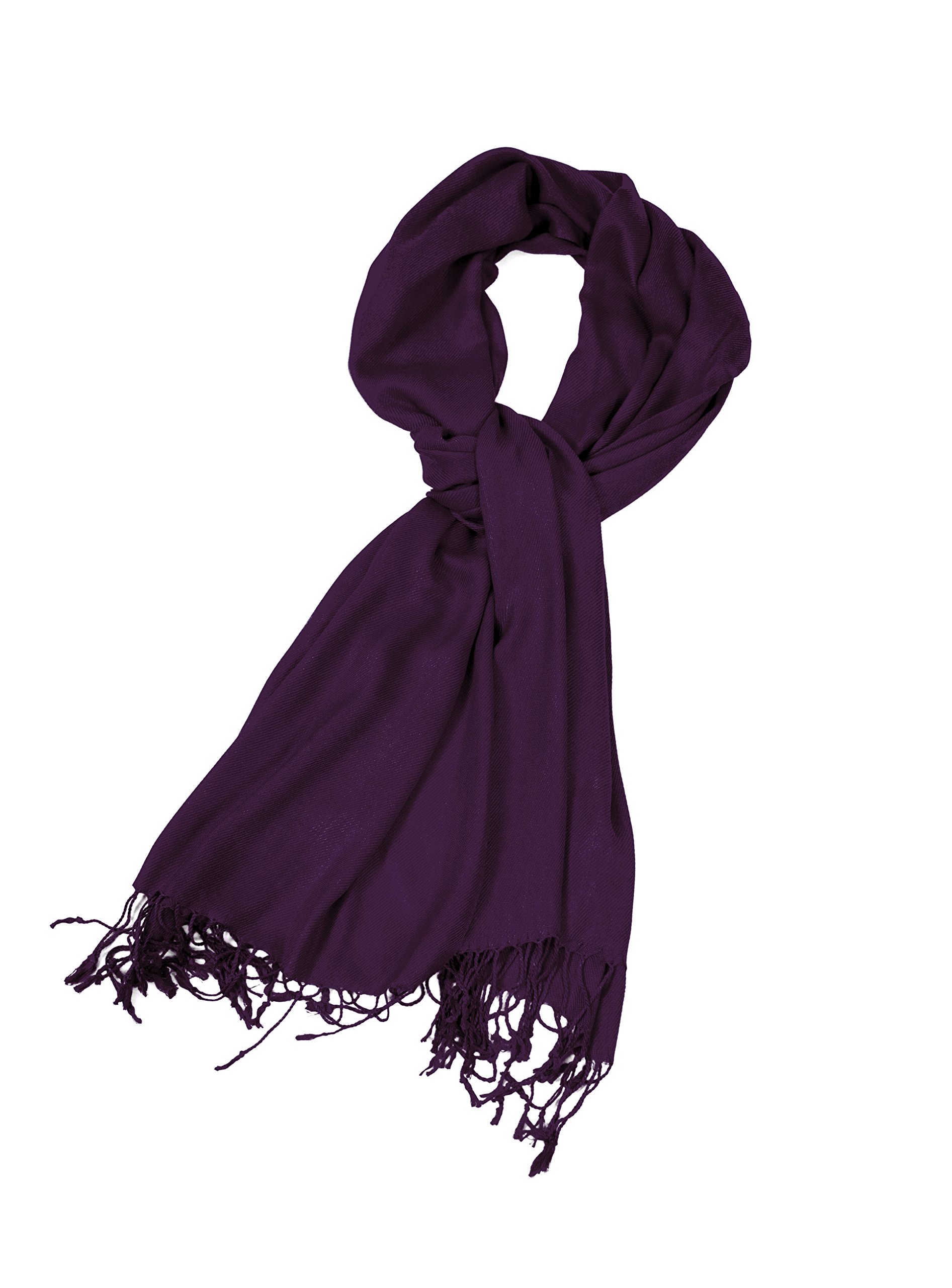 Sakkas Large Soft Silky Pashmina Shawl Wrap Scarf in Solid Colors - Dark Purple