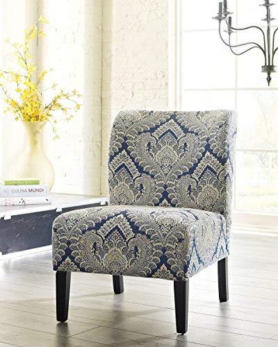 Signature Design by Ashley Honnally Modern Medallion Pattern Accent Chair, Blue & Ivory