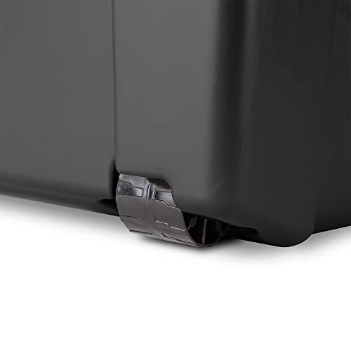 Sterilite Heavy Duty 16 Gallon Portable Plastic Footlocker Storage Container with Handles and Wheels for Dorms and Apartments, Flat Gray