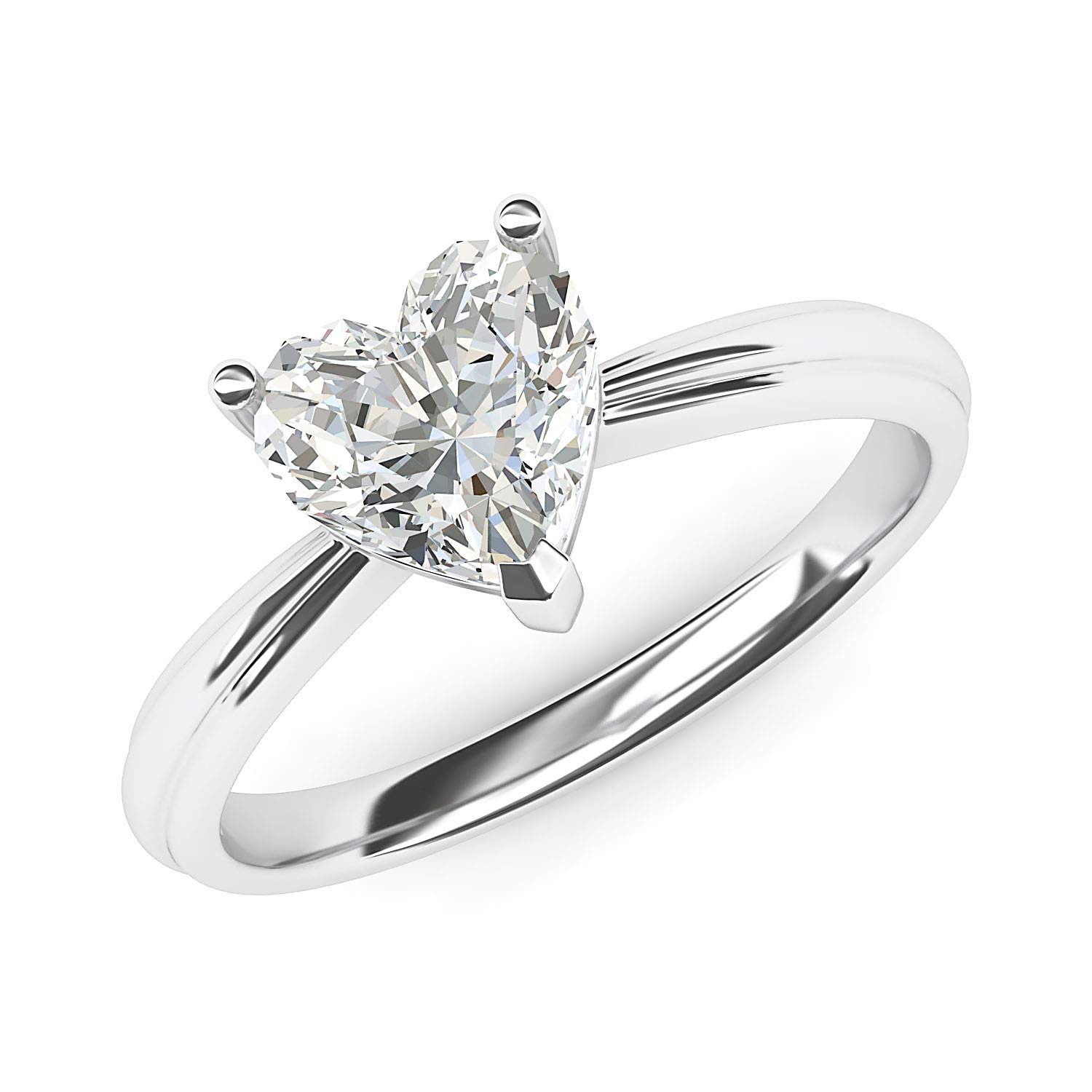 Sterling Silver Simulated Heart-shaped Diamond Engagement Ring Raised Shank Promise Bridal Ring (5)