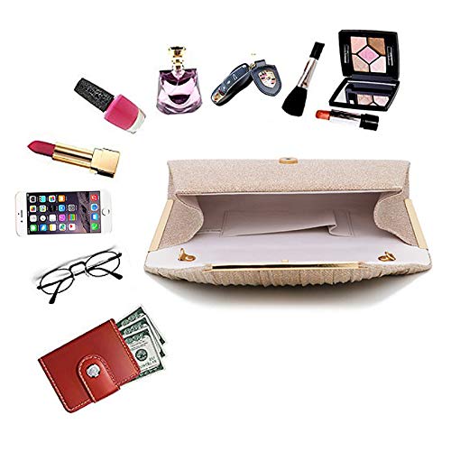 Women Mini Dazzling Sequins Pleats Evening Bag Party Prom Wedding Clutch Flap Handbag Cross Body Bag