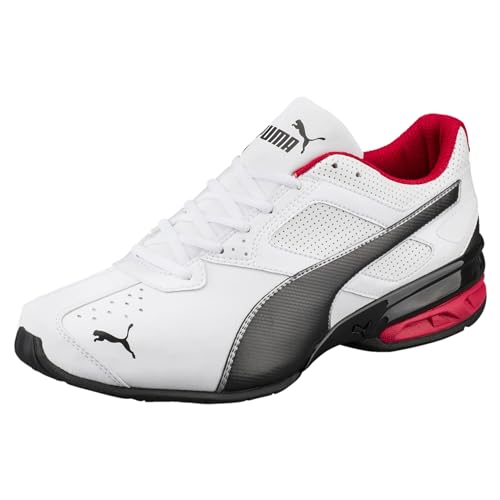 PUMA Mens Tazon 6 Cross Trainer, PUMA Mens White-PUMA Mens Black-PUMA Mens Silver, 10