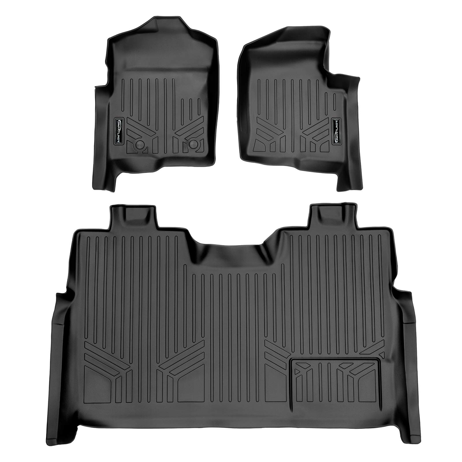 SMARTLINER Custom Fit Floor Mats 2 Row Liner Set Black for 2011-2014 Ford F-150 SuperCrew Cab