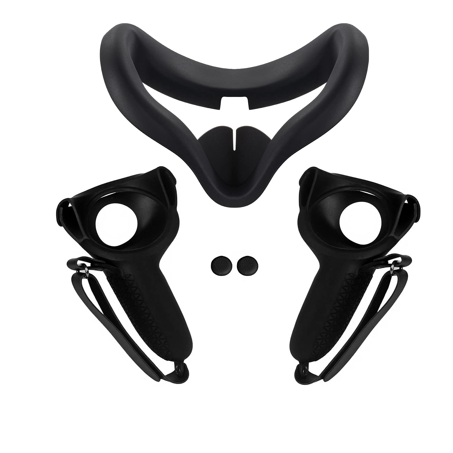 Sinbomay- Silicone Touch Controller Grip Cover &Face Cover Mask for Oculus Quest 2 Accessories Knuckle Strap Set , Anti-Throw Handle Protective Sleeve with Adjustable Hand Strap