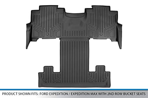 SMARTLINER Floor Mats 2nd and 3rd Row Liner Black Compatible with 2018-2022 Expedition/Navigator with Bucket Seats (Including Max and L)