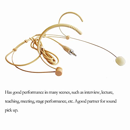 Sujeetec Headset Microphone Discreet Headworn Ear Hook Earset Over The Ear Mic for Sennheiser Wireless Transmitter, Ideal for Lectures, Live Performance, Theater, Podcasts β Beige