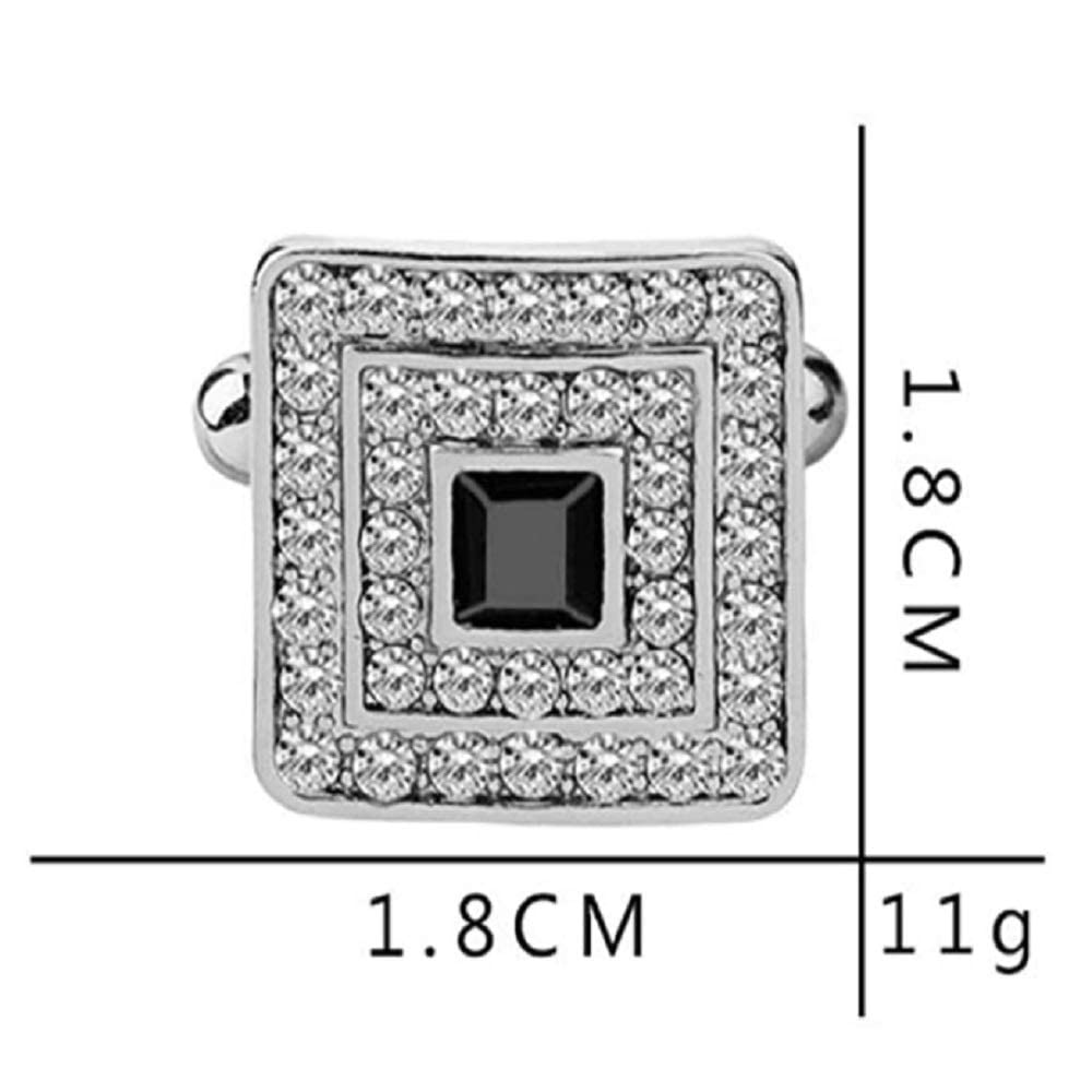 V & L Black Silver Crystal Cuff links β Fancy Unique Elegant Sparkling Luxury Gem Stone Cufflinks for men in Square - Perfect for Wedding, Formal, Suits, Business and Groom Cufflink