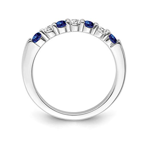 Sterling Silver Diamond and Blue Sapphire 7-Stone Band Ring (1/6 cttw, I-J Color, I2 Clarity), Size 6