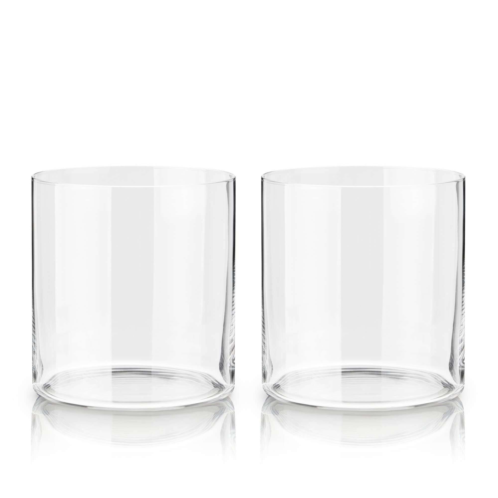 Viski Element Tumblers, Rocks glass, Modern Minimalist Old Fashioned Cocktail Glasses, Ultra Fine Crystal 13.5 Oz Set of 2