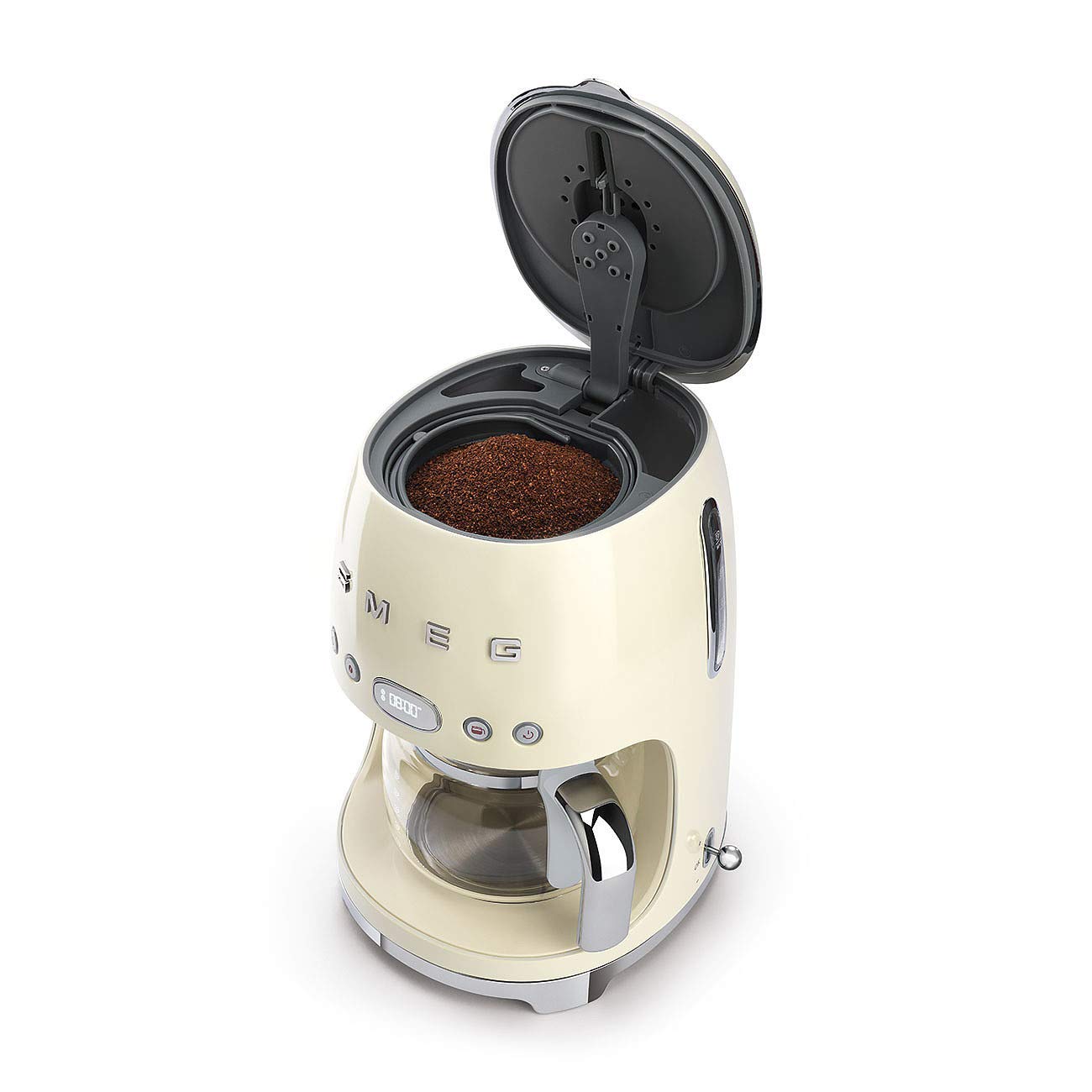 Smeg DCF02CRUK Drip Coffee Machine, Auto-Start Mode, Reuseable Filter, Digital Display, Anti-Drip System, Aroma Intensity Option, 1.4 Litre Tank, Cream