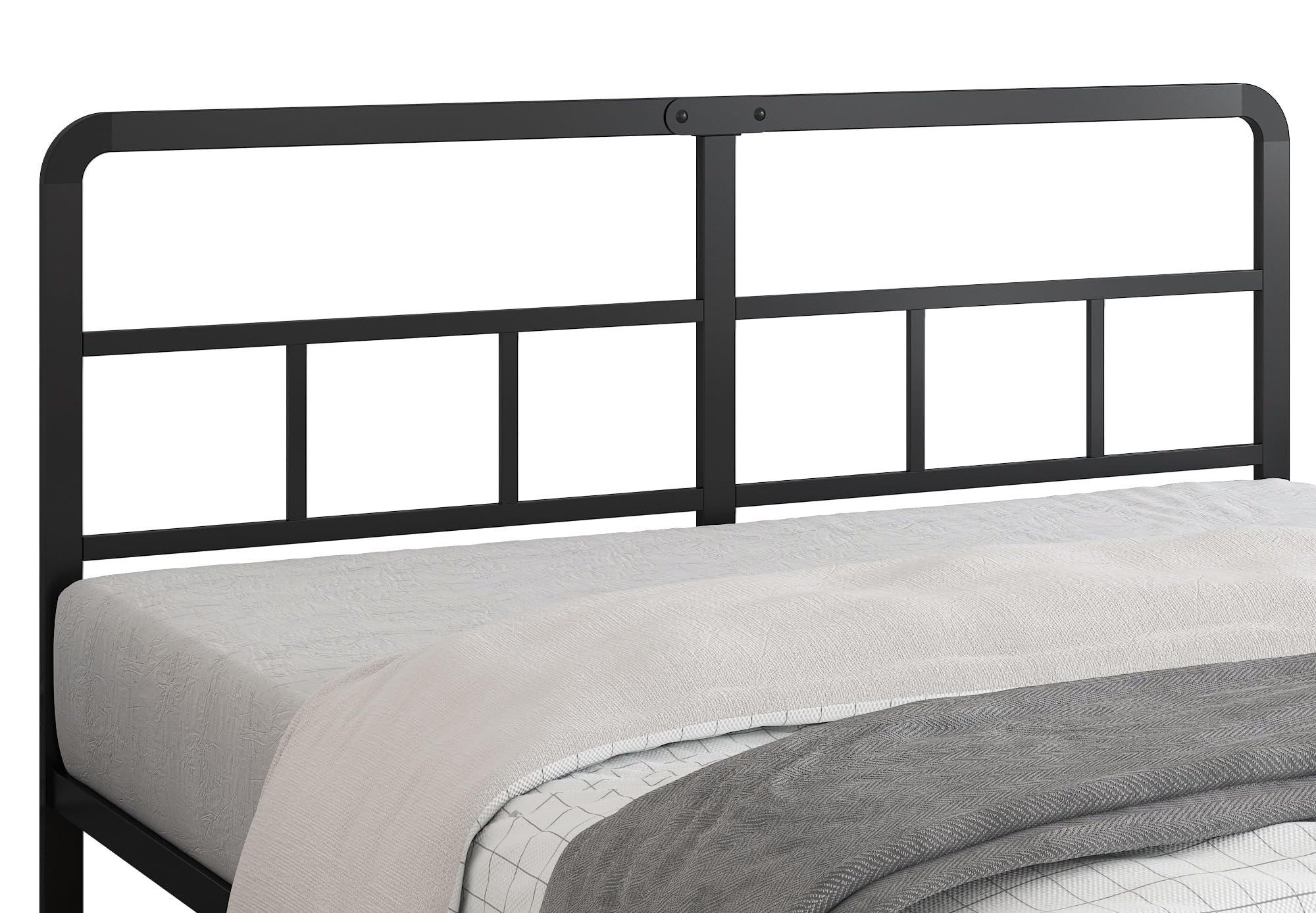 Riwanca 14 Inch Full Size Bed Frame with Headboard, No Box Spring Needed, Heavy Duty Black Metal Platform Mattress Foundation with Rounded Corners, Non-Slip Noise Free, Under Bed Storage Space