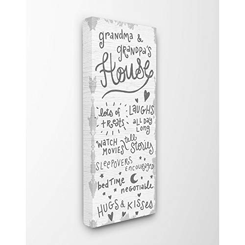 Stupell Industries Grandparents House Family Home Grey Neutral Word, Design by Artist Daphne Polselli Wall Art, 10 x 24, Canvas