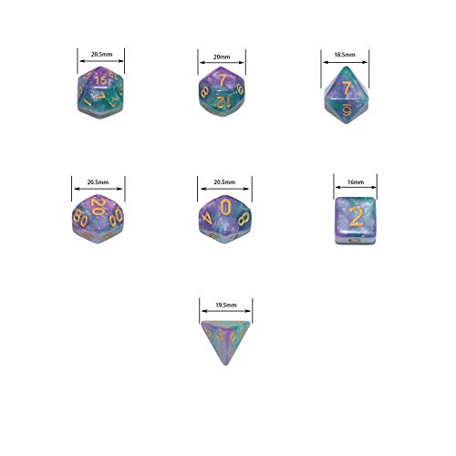 SmartDealsPro 6 x 7 Sets (42 pcs) Glitter Polyhedral Dice Sets with Pouches for DND RPG MTG Dungeon and Dragons Table Board Roll Playing Games D4 D8 D10 D12 D20 (6 Sets)