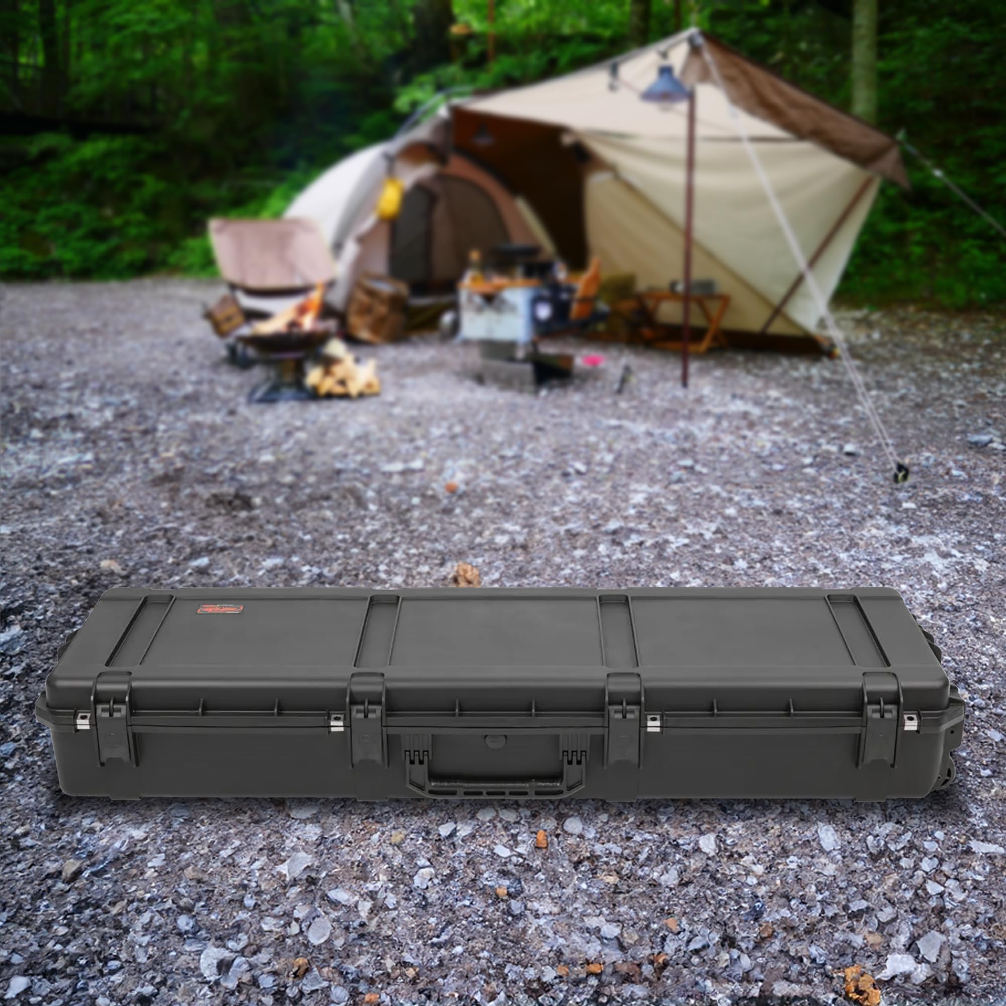 SKB iSeries 60 Inch Waterproof Utility Protective Case with Wheels, Layered Foam Interior and Stainless Steel Protector Clips, Black