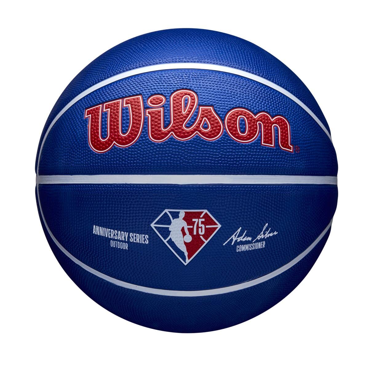 WILSON NBA 75th Outdoor Basketball - Blue, Size 7-29.5"