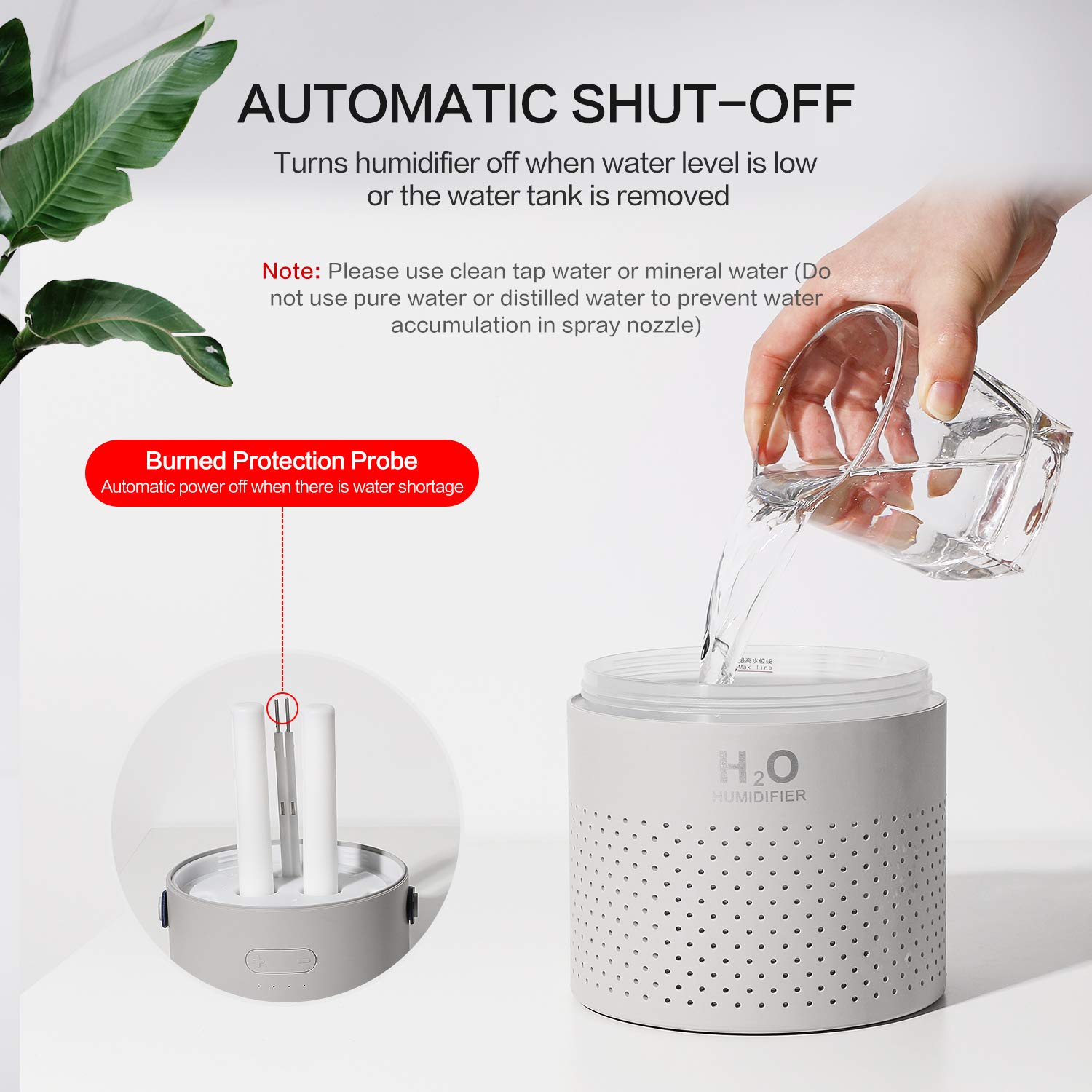 SmartDevil Portable Desk Humidifier,1.1L Cool Mist Humidifier with 4000mAh Battery Operated, Small Humidifier for Home Bedroom Office, Plants, Double-Head Spray, Colorful Night Light Function (Grey)