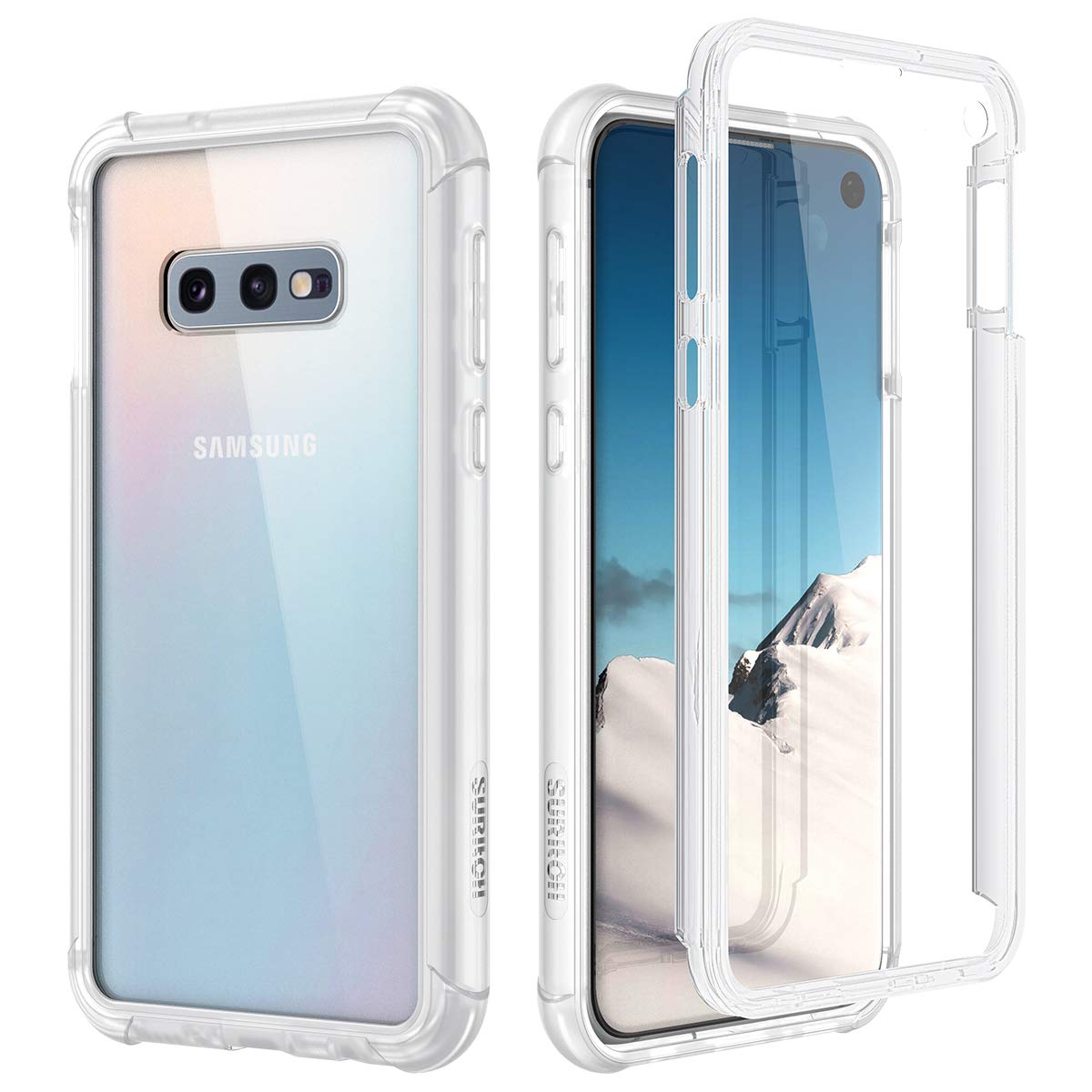 SURITCH Clear Case for Samsung Galaxy S10e,【Built in Screen Protector】【Support Wireless Charging】 Hybrid Protection Hard Shell+Soft TPU Bumper Rugged Case Shockproof for Samsung S10e 5.8"(Clear)
