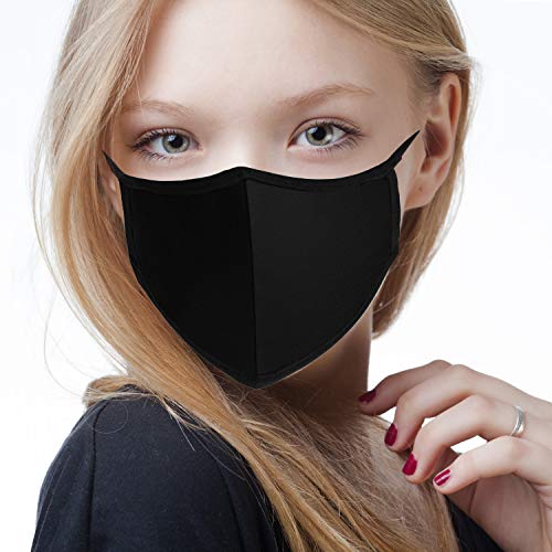 Soft Comfty Fabric Mouth Cover Unisex Washable and Reusable Cotton Warm Cloth Face Mask - with Nose Wire Black