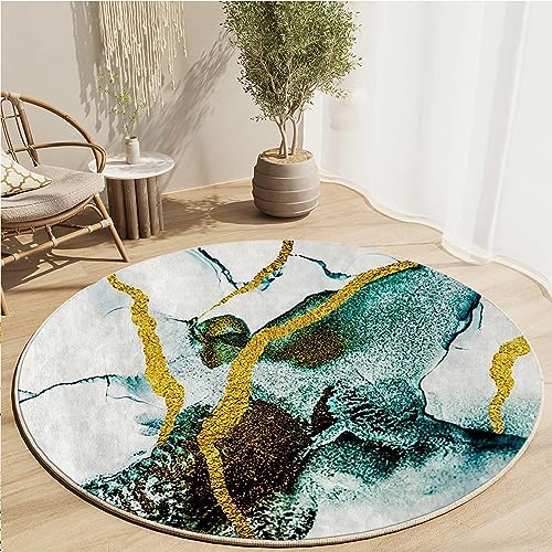 Round Office Desk Chair Mat Green Chair Rugs Floor Protectors Abstract Marble Non-Slip Computer Desk Mat for Tile Floor, Rolling Chairs 4 FT
