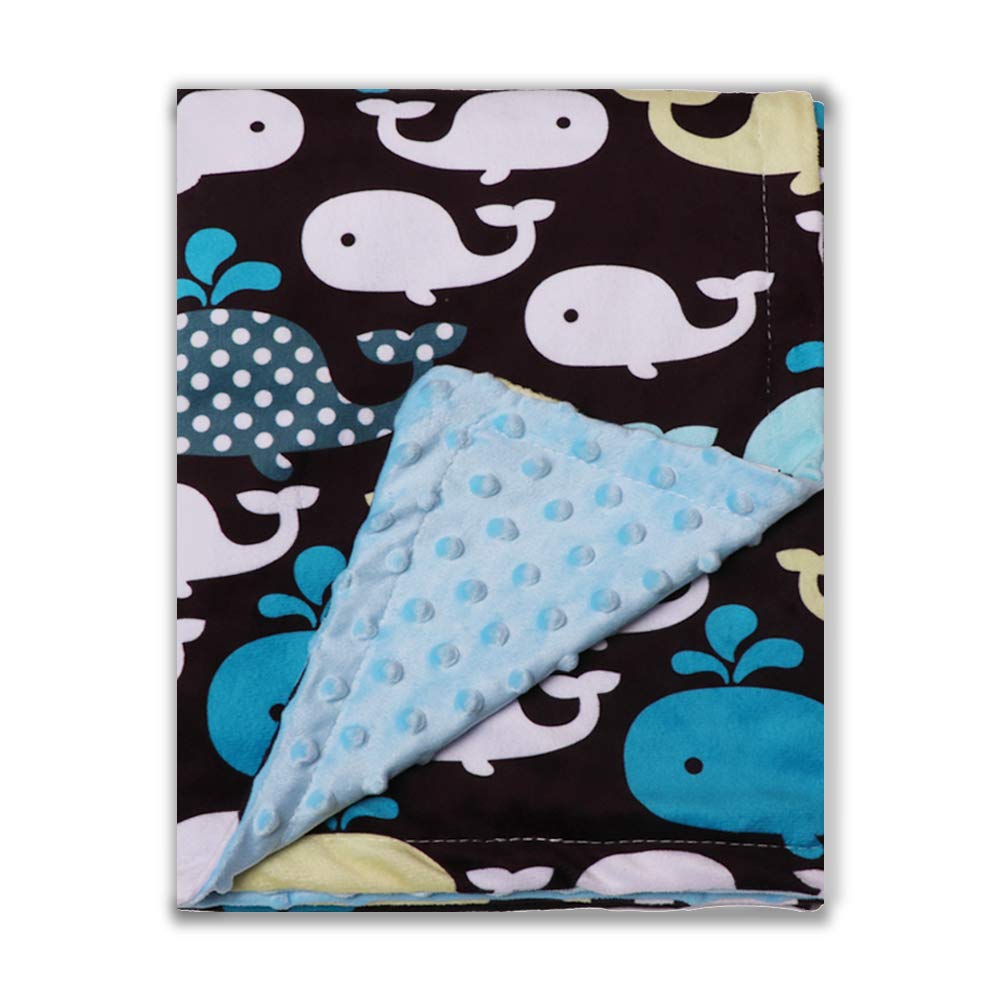 Soft Minky Baby Blanket - with Premium Dotted Backing Whale Printed - Unisex - for Stroller, Crib, Newborns, Receiving (30"x40")