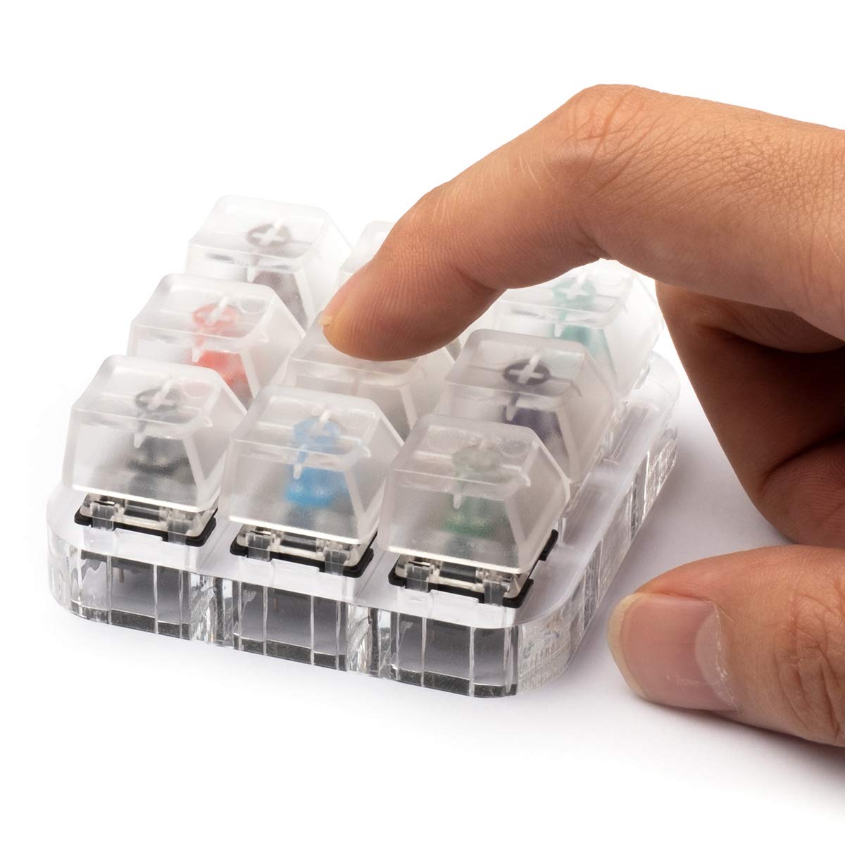 VELOCIFIRE 9-Key Gateron Switch Tester, Switch Testing Tool for Mechanical Keyboards, with Clear Keycaps and O Rings