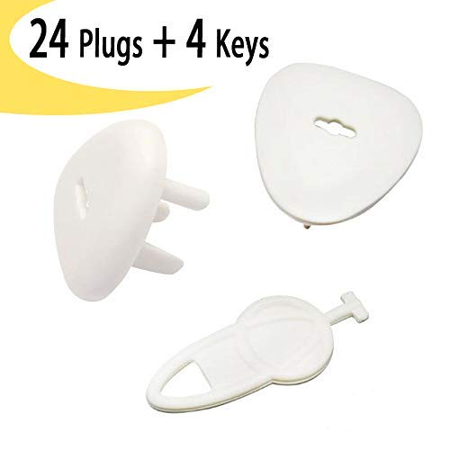 SCXCOPIDO Outlet Plug Covers Baby Proofing Electric Protector Caps Kit for Child Safety (24 Plugs + 4 Keys)