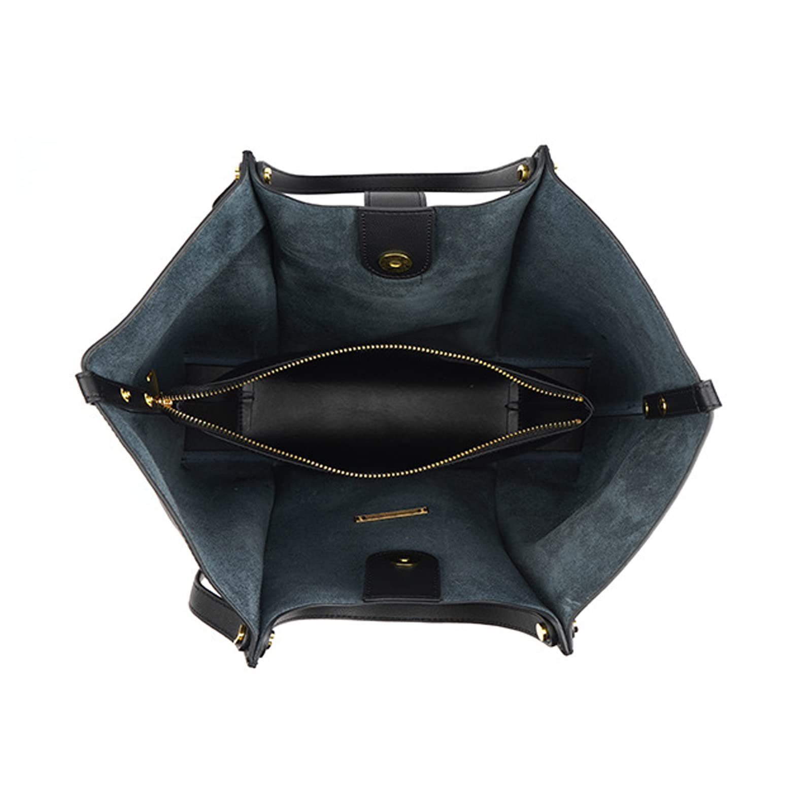 Women'S Fashion Tote Bag Large Capacity Leather Simple Shoulder Bucket Bag (Black)