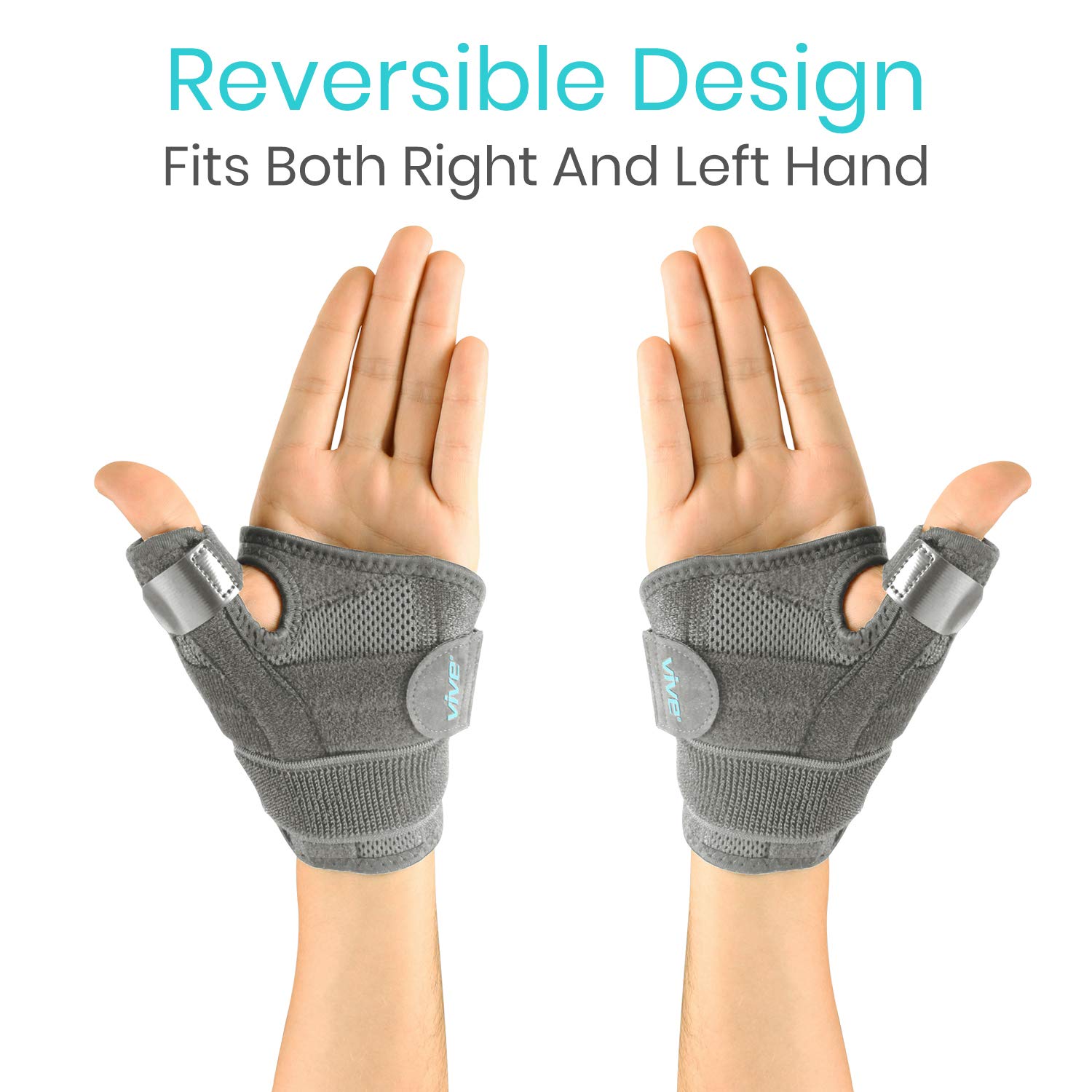 Vive Thumb & Wrist Brace for Right or Left Hand - Spica Splint Brace for Carpal Tunnel, Tendonitis, & Arthritis in Hands or Fingers - Compression Support for Women Men - Stabilizer Relief for Bowling
