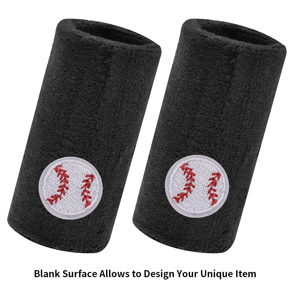 TOPTIE 6 Inch Wrist Sweatband, 6 PCS Long Wrist Sweatbands, Sports Athletic Wristbands-Black