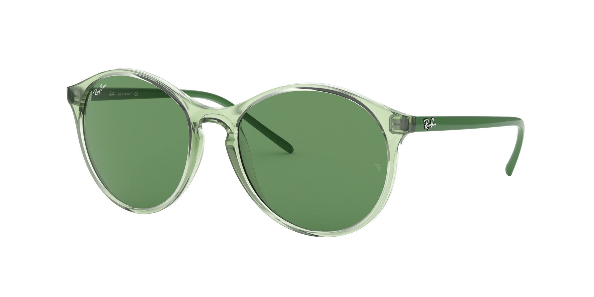 Ray-Ban Rb4371 Round Sunglasses, Black/Dark Green, 55 mm
