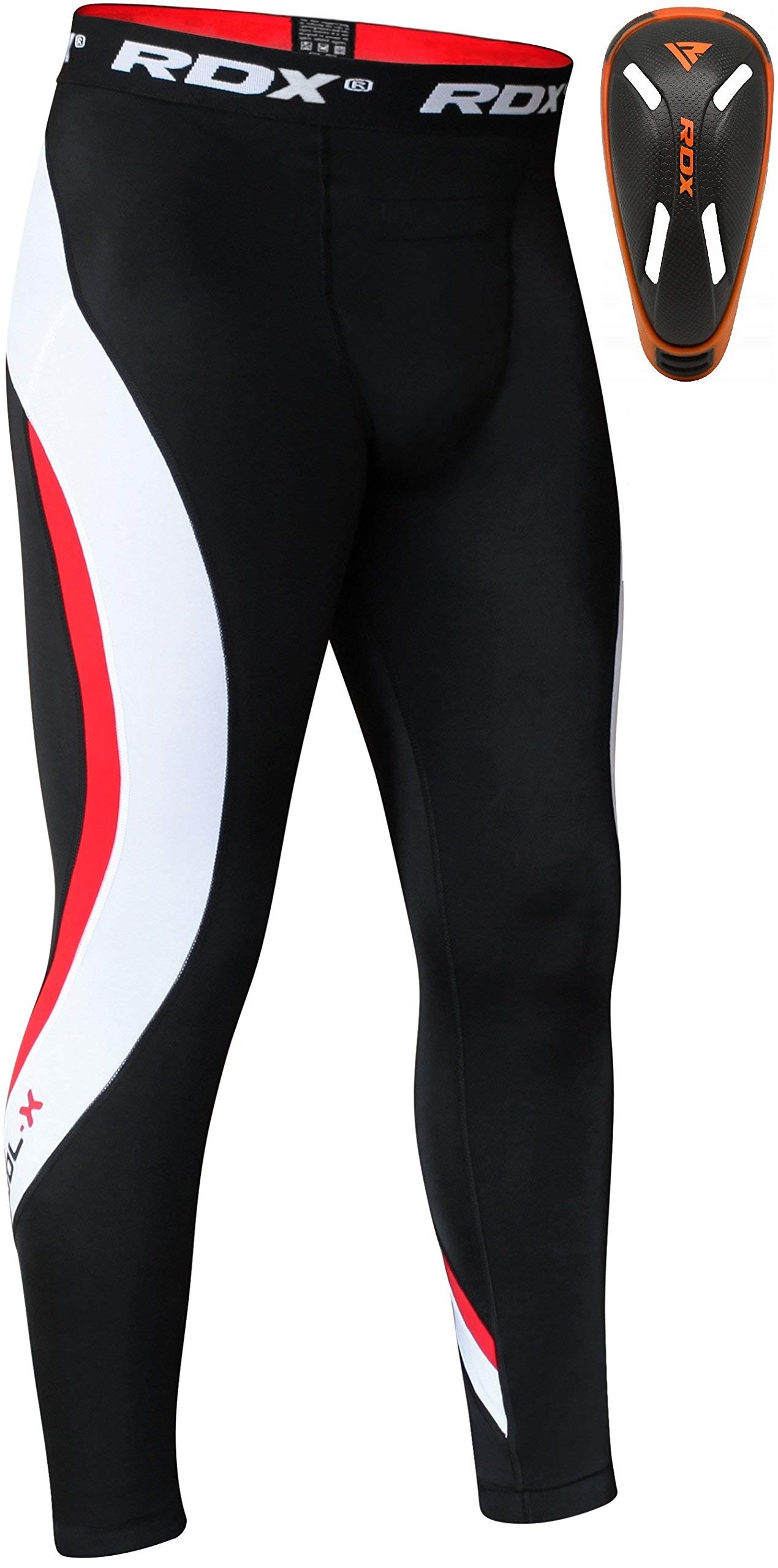 RDX MMA Compression Pants withv Cup for Fitness Training, Weightlifting, Gym Workouts, Thermal Guard Base Layer for Kickboxing, Running, Combat Sports, BJJ Training, Krav MAGA and Exercises