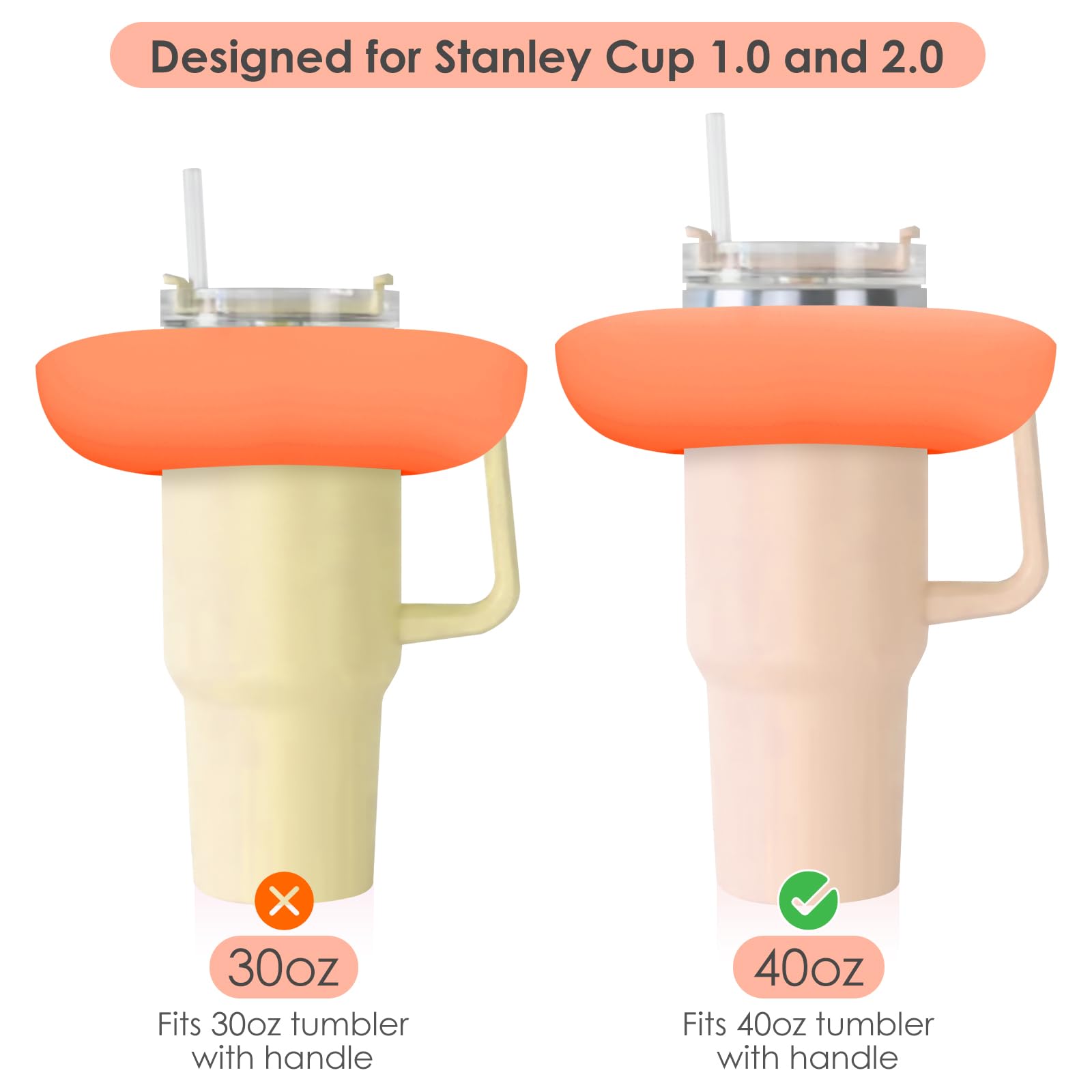 Snack Bowl For Stanley 40oz, Upgrade Silicone Reusable Snack Tray For Stanley, Snack Tray With Compartments For Stanley Cup, Snack Tray For Stanley, Accessories for Stanley 40 oz Tumbler With Handle
