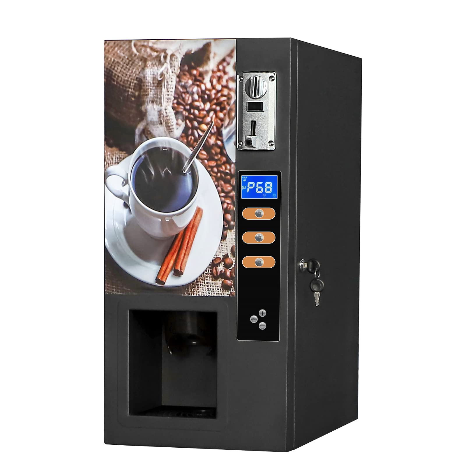 RXFSP Coffee Vending Machine, Full-Automatic Smart Commercial Coffee Maker Support 3 Flavors, Coin Payment