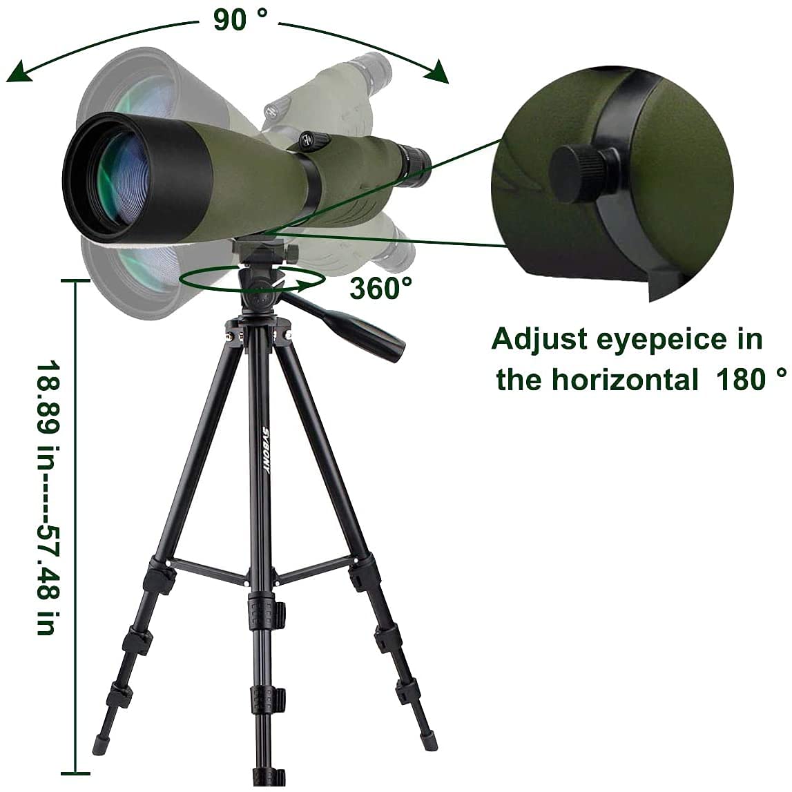 SVBONY SV17 25-75x70mm Spotting Scope Straight Waterproof Spotting Scope for Camping Hunting Bird Watching