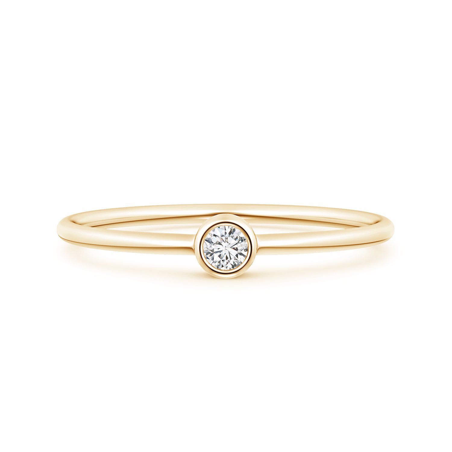 Pure Ignis April Birthstone- Solitaire H SI2 Lab Created Round Diamond Stackable Ring in 14k Yellow Gold (Ring Size 6.5)