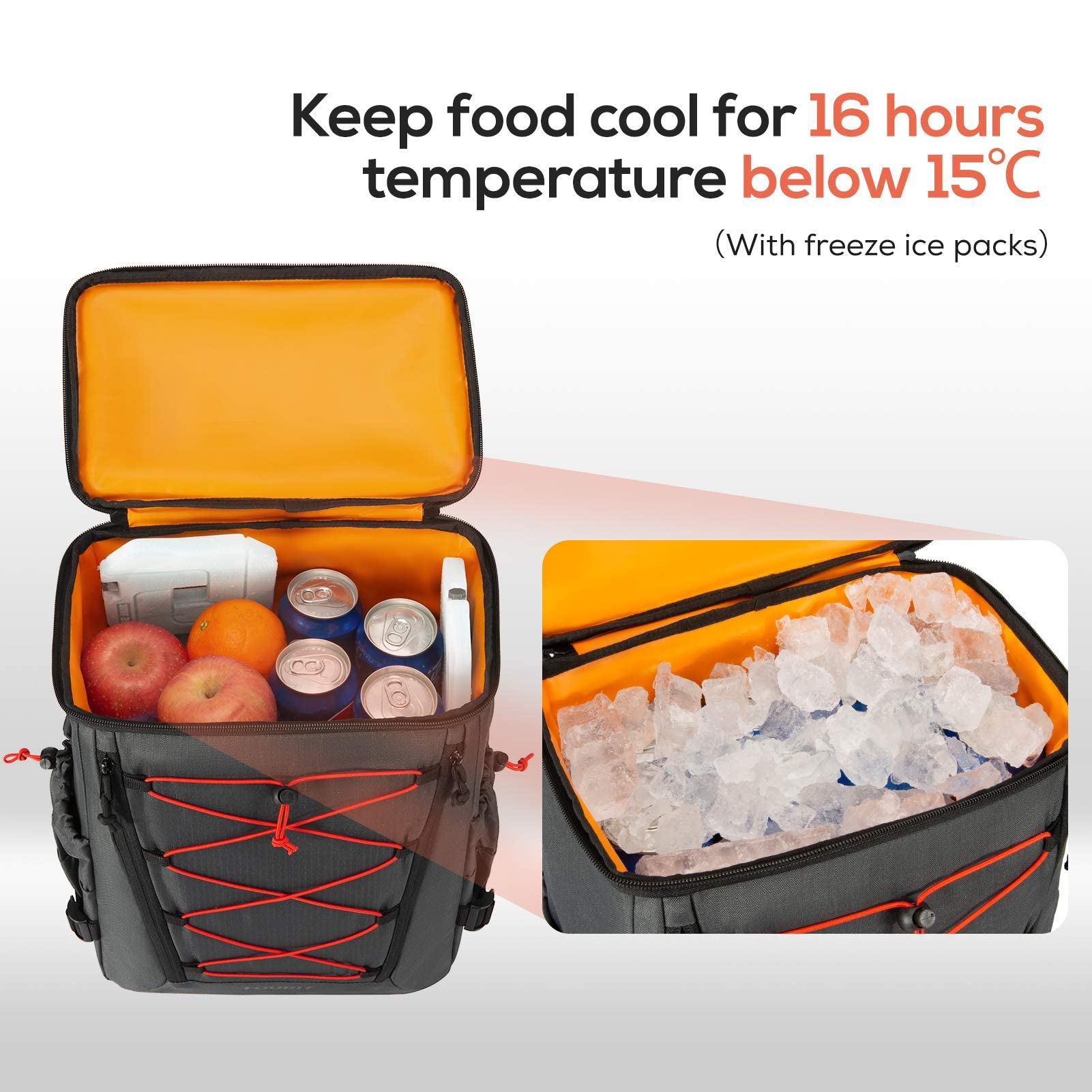 TOURIT Backpack Cooler, Large Capacity Insulated Backpack with Cooling Compartment, Leakproof and Durable, Ideal for Picnics, Camping, Hiking, Beach, Park or Day Trips