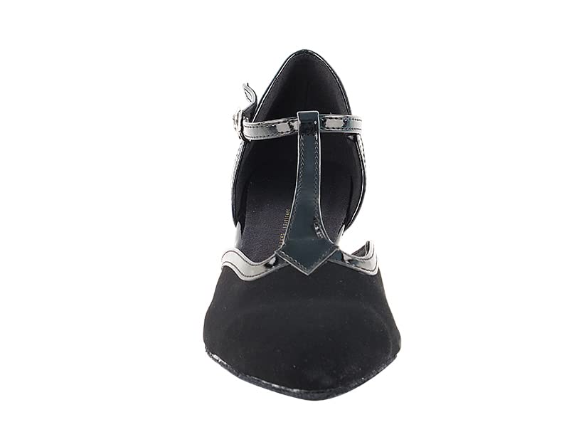 Very Fine Dancesport Shoes - Women's Latin, Salsa, Rhythm, Ballroom Practice Dance Shoes - Classic Series 9627 Black Nubuck & Black Trim (1.3" Heel, Size 9)