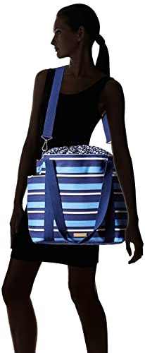 Vera Bradley Women's Deluxe Canvas Tote Bag, Navy Beach Stripe, One Size