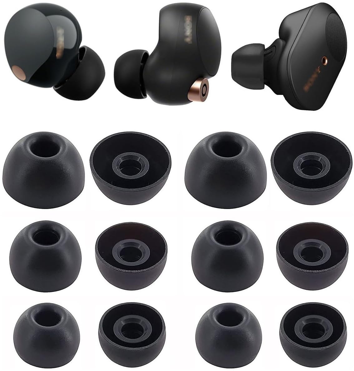 Replacement Ear Tips Compatible with Sony wf 1000xm5 / 1000xm4 / c700n Earbuds, Silicone Ear Buds Ear Cap Ear Plug Eartips Replacement for Sony Earbuds,S/M/L 3 Size 6 Pairs,Silver 713
